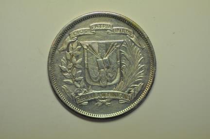 Dominican Republic; Silver 1/2 Peso 1959 (p) Low Mintage: 100,000