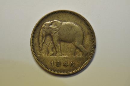 Belgian Congo; Franc 1946 African Elephant | African Coins
