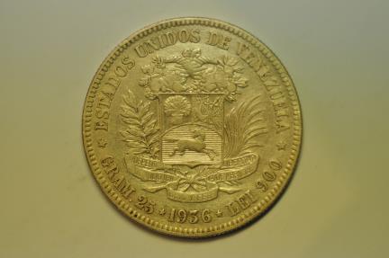 Venezuela; Silver Crown - 5 Bolivares 1936 | South American Coins