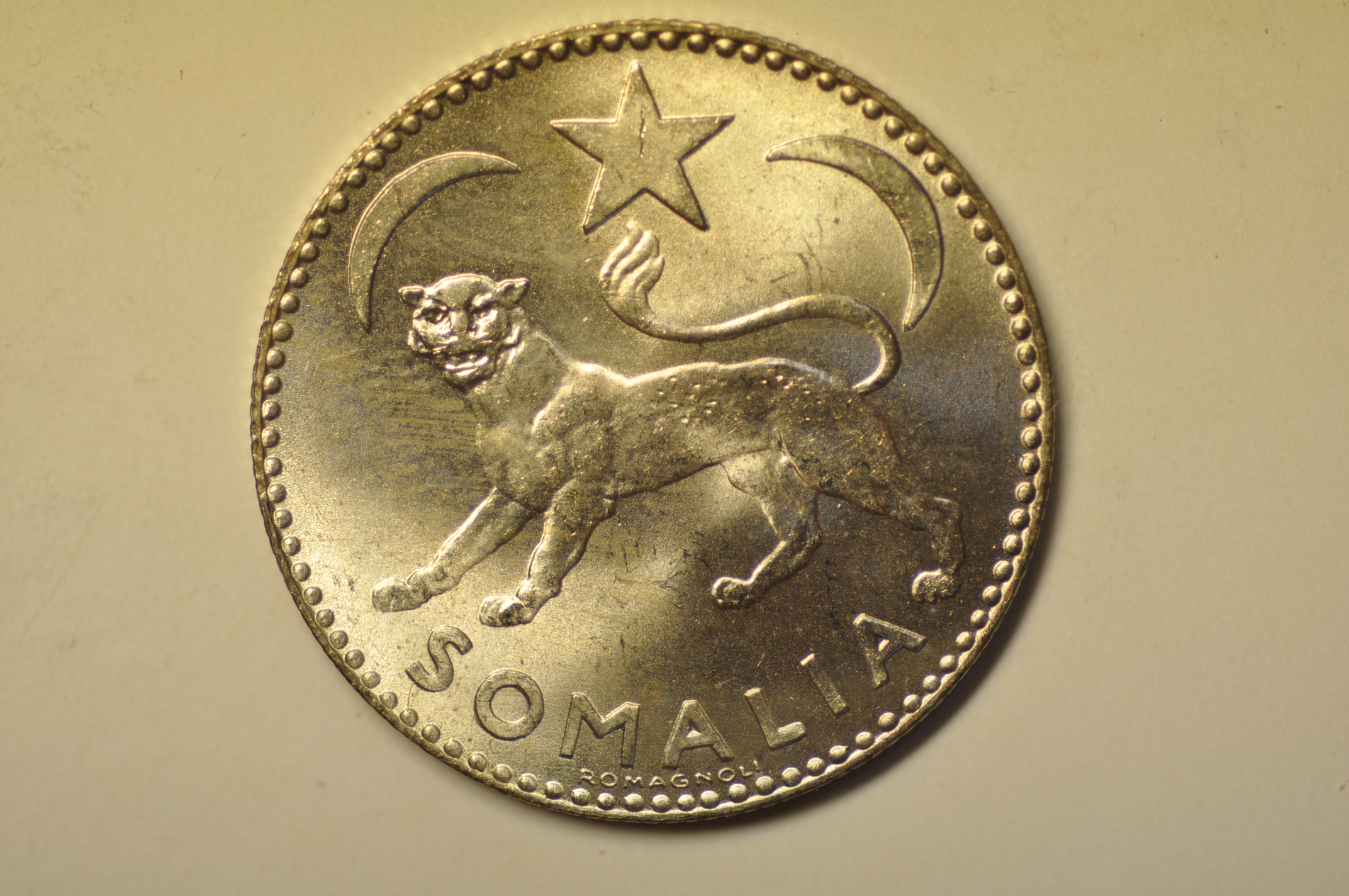 Somalia; Silver Somalo AH1369 - 1950 Lion UNC | African Coins