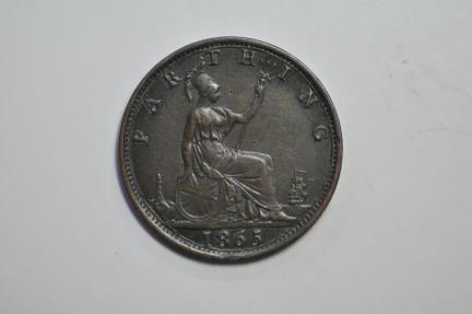 Great Britain; Farthing 1865 XF | European Coins