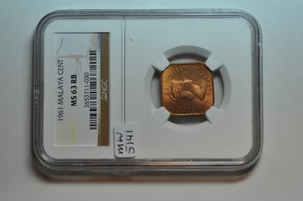Malaya; Cent 1961 NGC MS63 RB | Asian and Middle Eastern Coins