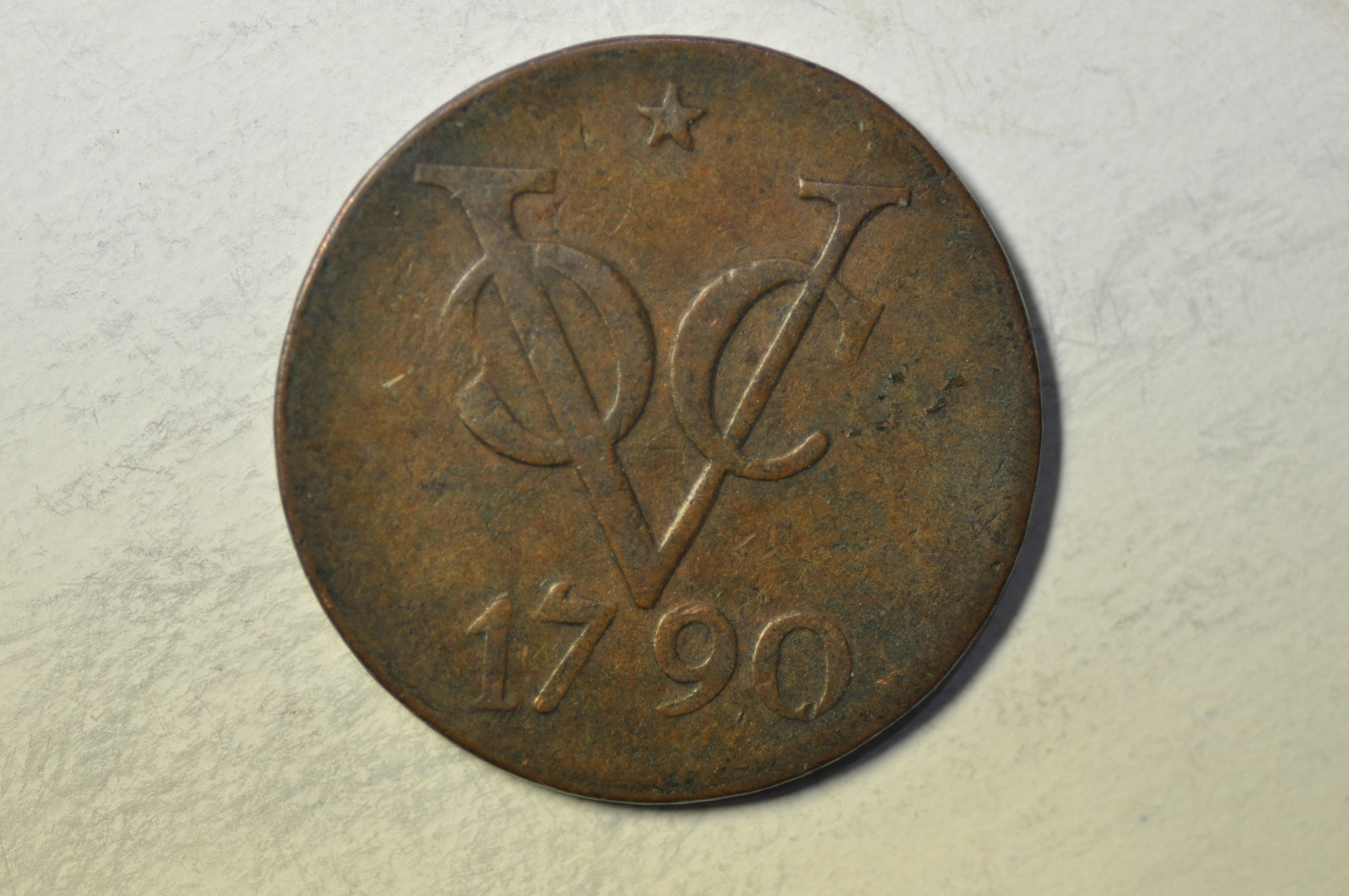 Netherlands East Indies; Copper 2 Duit 1790 Star Utrecht Arms