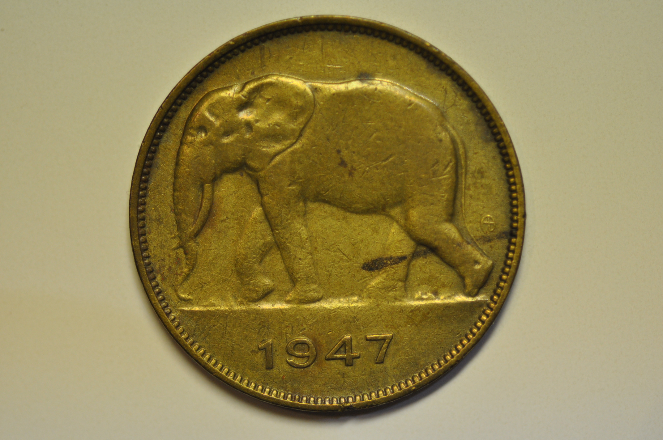 Belgian Congo; 5 Francs 1947 African Elephant | African Coins