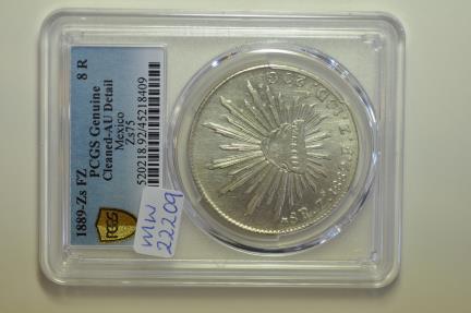 Mexico; Silver 8 Reales 1889 Zs FZ PCGS AU Details cleaned | North & Central American and ...