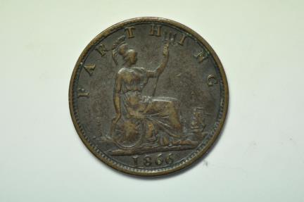 Great Britain; Farthing 1866 XF | European Coins