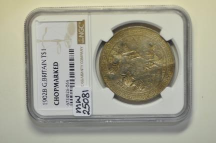Great Britain Hong Kong; Silver Trade Dollar 1902-B NGC Chinese Chop Marks