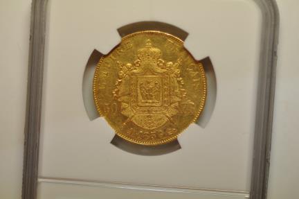 France; Gold 50 Francs 1856 A NGC AU55 | European Coins