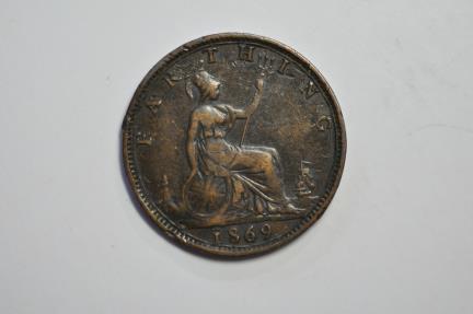 Great Britain; Farthing 1869 XF | European Coins