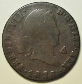 Spain Copper 4 Maravedis 1828 | European Coins