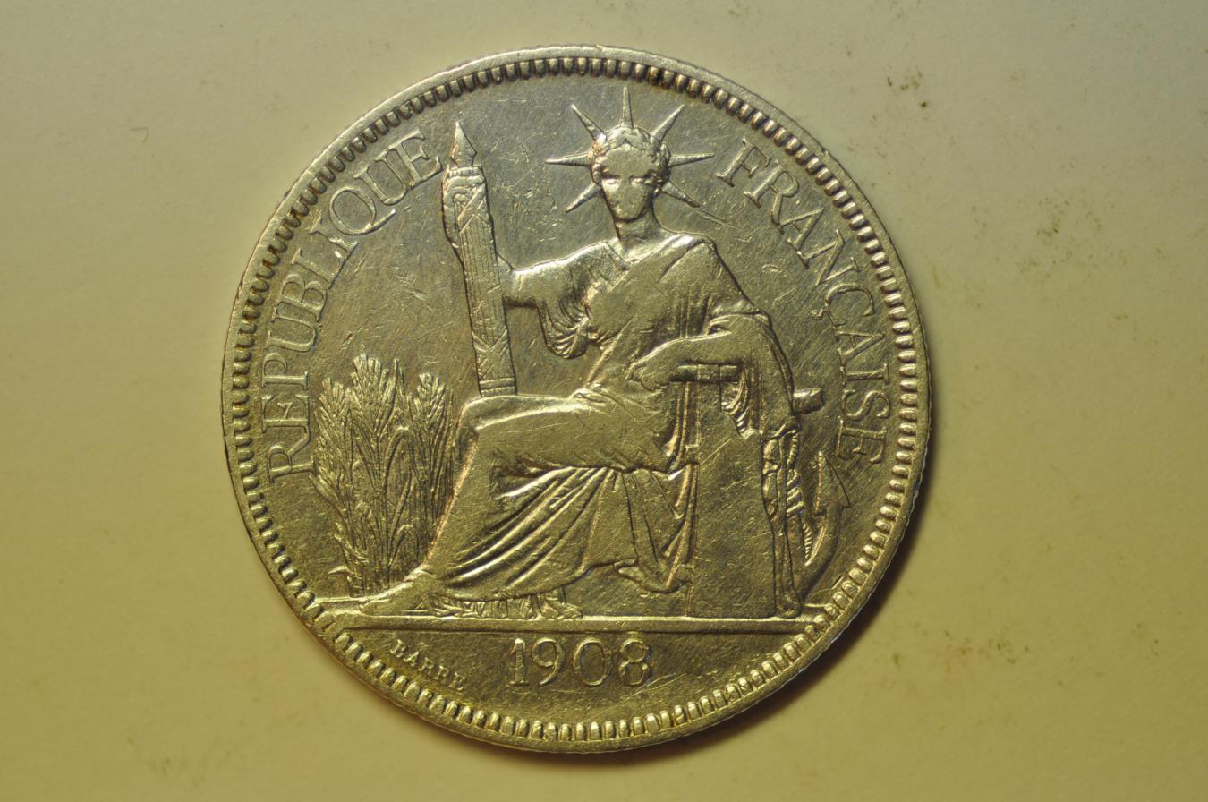 French Indo-China; Silver Crown - Piastre 1908-A | Asian and Middle ...