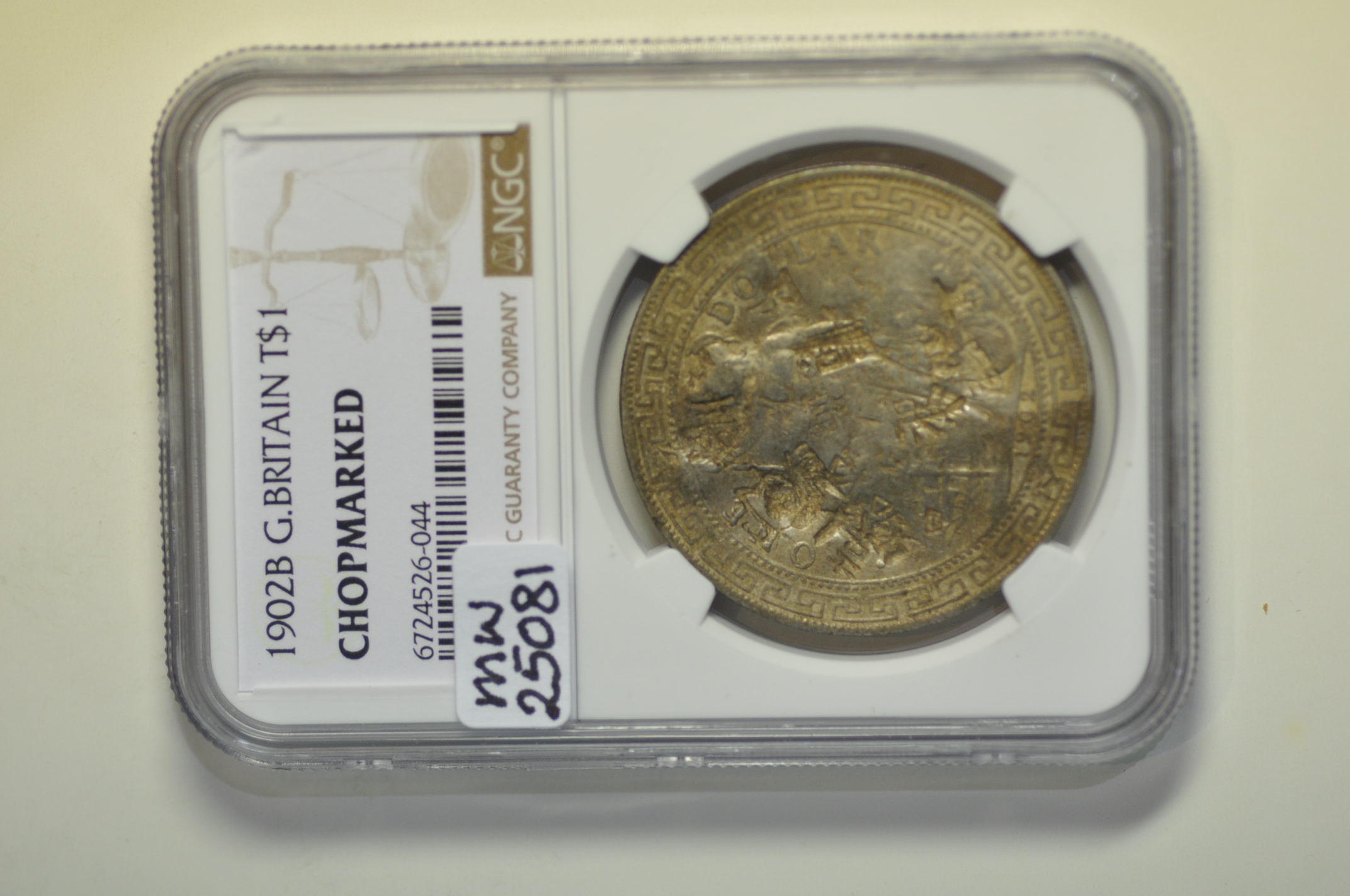 Great Britain Hong Kong; Silver Trade Dollar 1902-B NGC Chinese Chop Marks