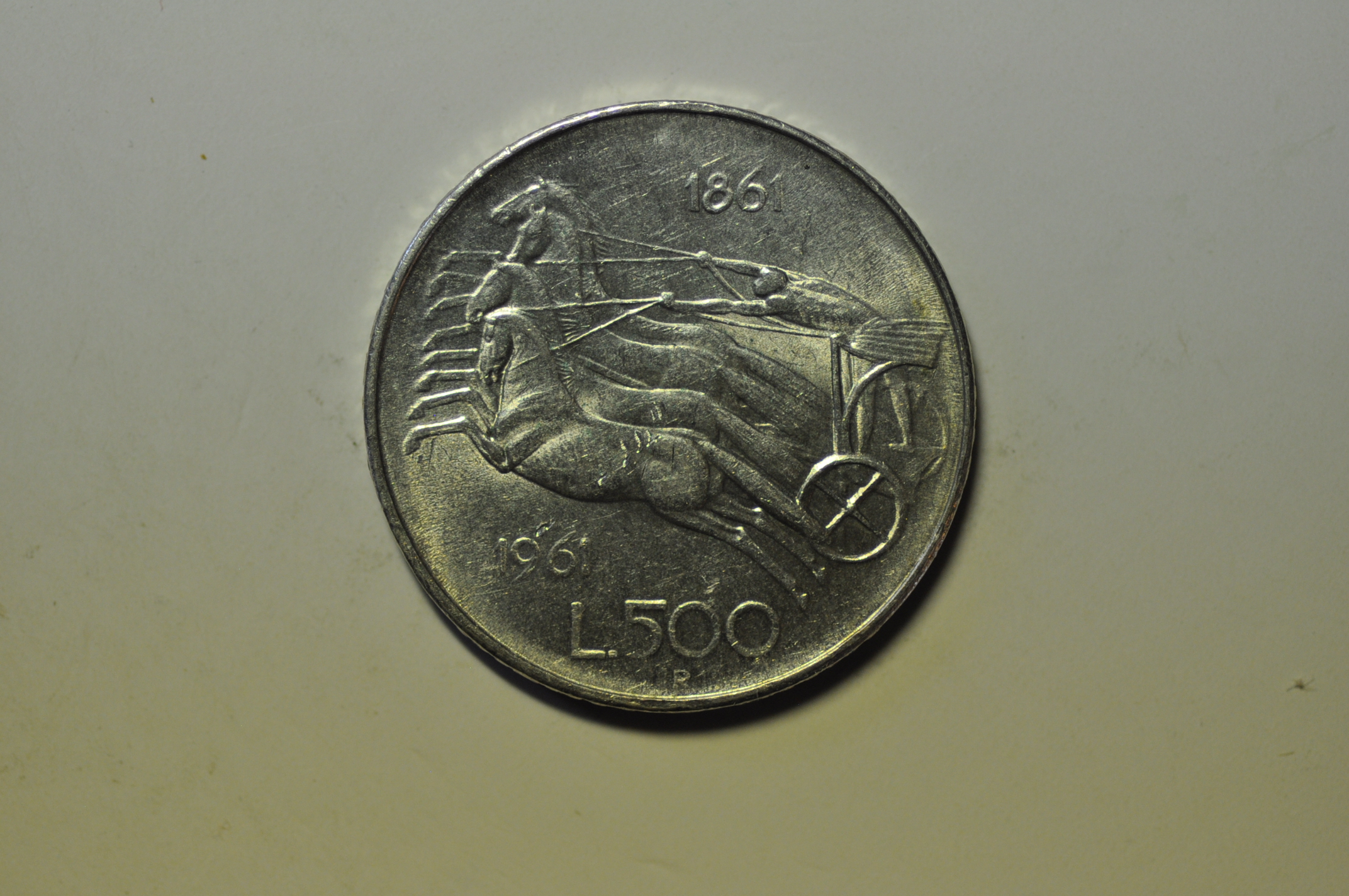 Italy; Silver 500 Lire 1961-R Italian Unification Centennial
