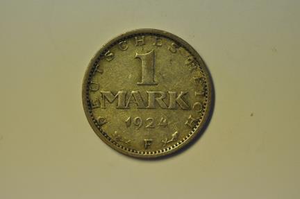 Germany; Silver Mark 1924-F | European Coins