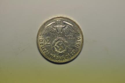 Germany Third Reich; Silver 2 Reichsmark 1939 J | European Coins