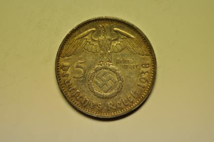 Germany Third Reich; Silver 5 Reichsmark 1938-A | European Coins