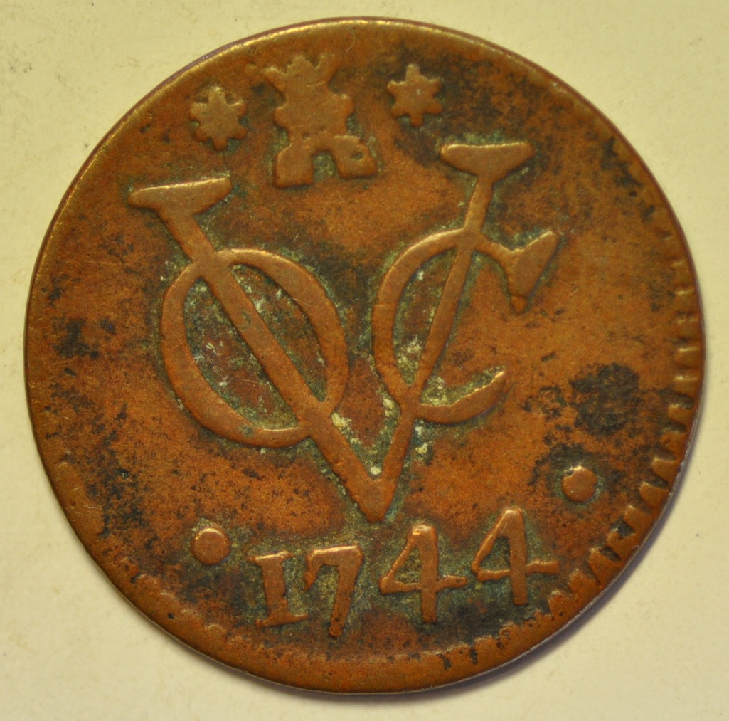 Netherlands East Indies VOC - Zeeland Arms; Copper Duit 1744 ...