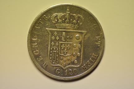 Italian States Naples; Silver Crown - 120 Grana 1854 | European Coins
