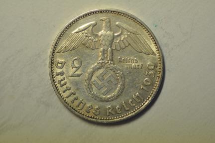 Germany; Silver 2 Reichsmark 1939-J | European Coins