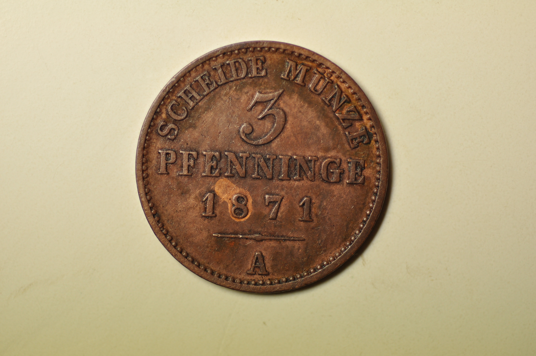 Germany Prussia; 3 Pfennig 1871-A XF+ | European Coins