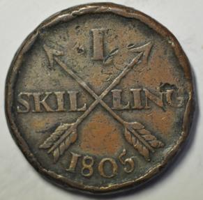 Sweden Copper Skilling 1805 | European Coins