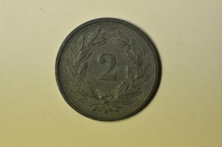 Switzerland; 2 Rappen 1944-B | European Coins