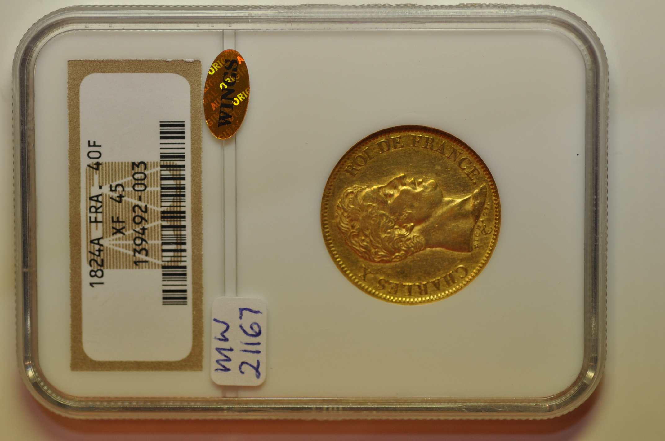 France; Gold 40 Francs 1824 A Low Mintage: 50,000 | European Coins