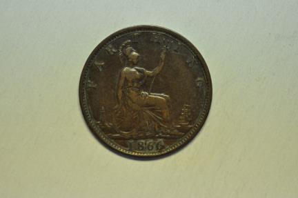 Great Britain; Farthing 1866 XF | European Coins