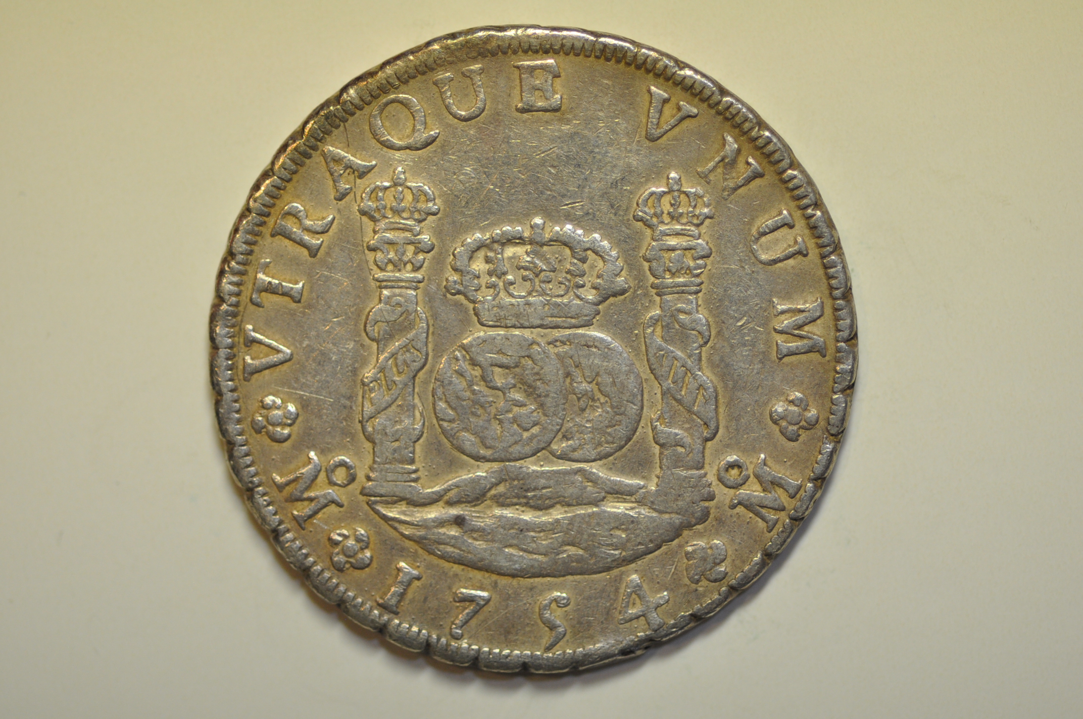 Mexico; Pillar - Type 8 Reales 1754 Mo MF | North & Central American and Caribbean Coins