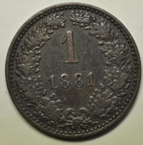 Austria Bronze Kreuzer 1881 | European Coins