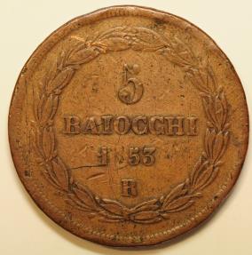 Papal States Copper 1853-R A. VII | European Coins