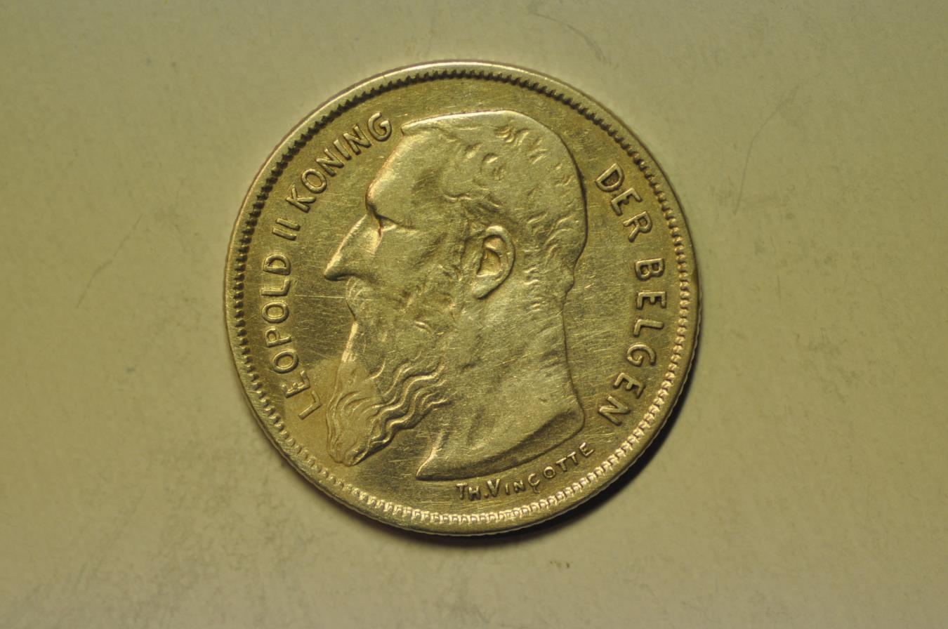 Belgium; Silver 2 Frank 1909 Legend in Dutch | European Coins