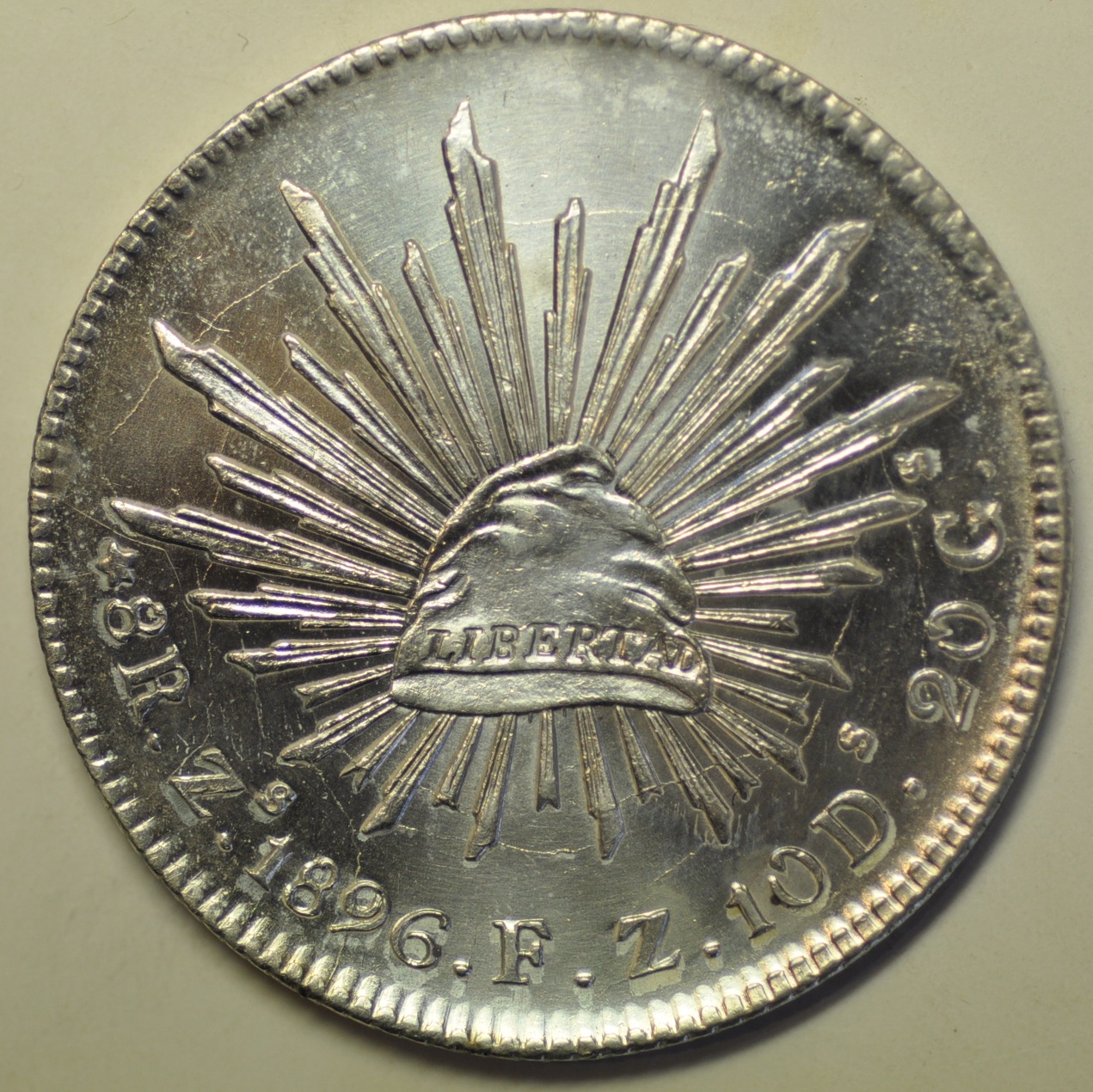 Mexico Silver 8 Reales 1896 Zs F.Z. UNC | North & Central American and Caribbean Coins