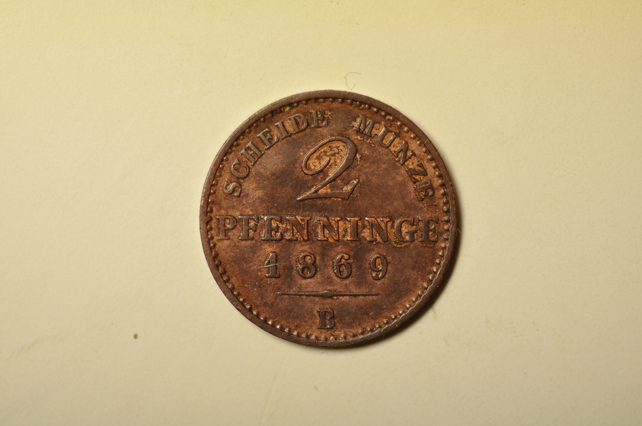 Germany Prussia; 2 Pfennig 1869-B AU/UNC | European Coins