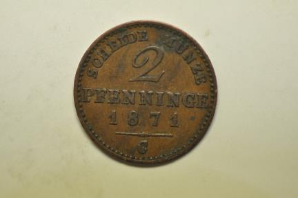 German States - Prussia; 2 Pfennig 1871-C | European Coins