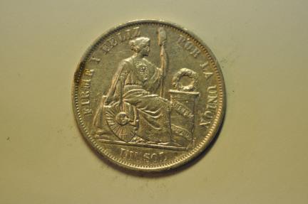 Peru; Silver Crown - Sol 1866 YB | South American Coins