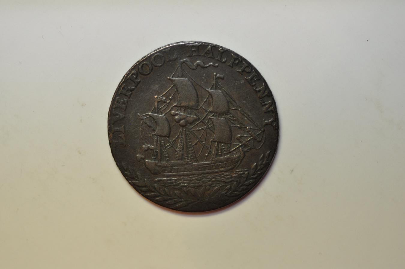 Great Britain Lancs Liverpool; Halfpenny Conder Token 1791 Scarce