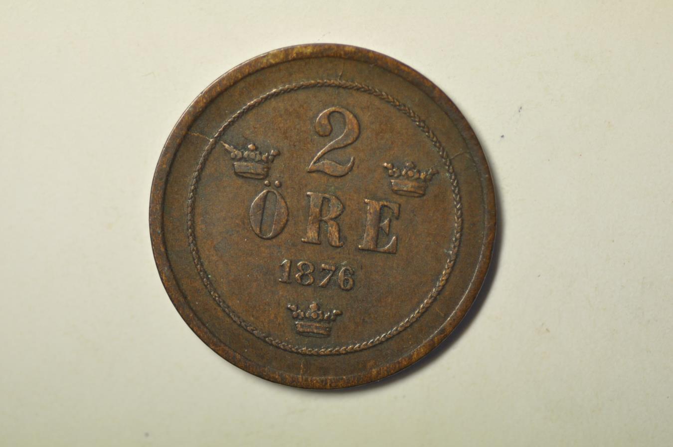 Sweden; 2 Ore 1876 | European Coins