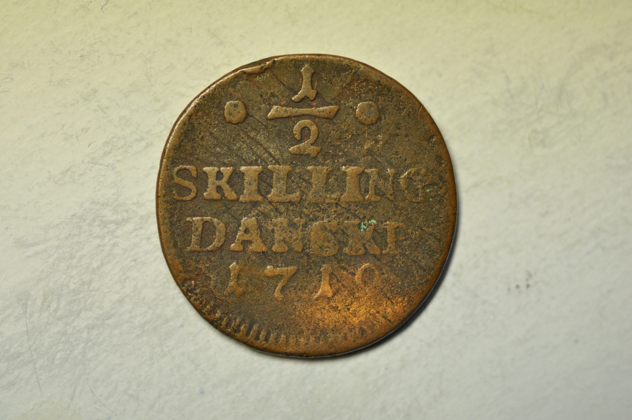 Denmark; 1/2 Skilling 1719 | European Coins
