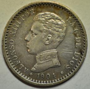 Spain Silver 50 Centimos 1904 (04) SMV XF | European Coins
