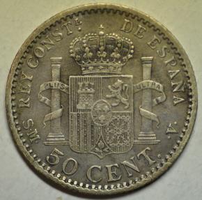Spain Silver 50 Centimos 1904 (04) SMV XF | European Coins