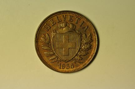 Switzerland; 2 Rappen 1936-B Scarce ! | European Coins