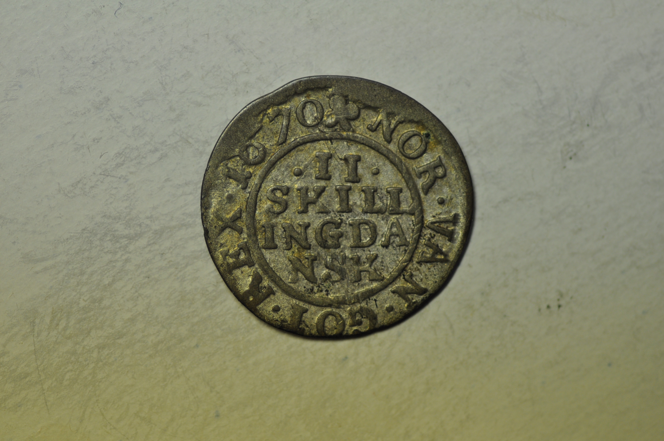 Denmark; Silver 2 Skilling 1670 RARE in higher grade ! | European Coins