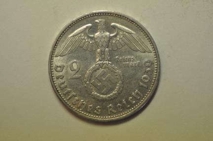 Germany; Silver 2 Reichsmark 1939-D | European Coins