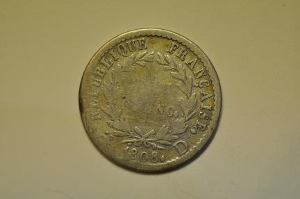 France; Silver Demi (Half) Franc 1808 D Napoleon Bonaparte | European Coins