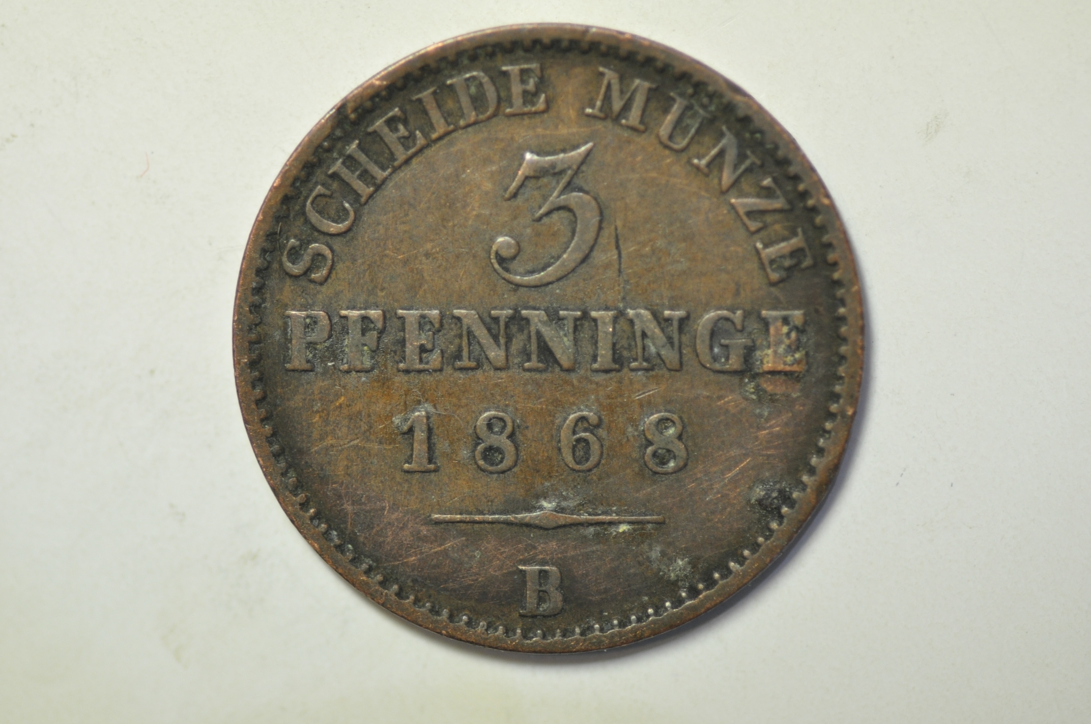 German States - Prussia; 3 Pfennig 1868-B | European Coins
