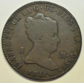 Spain Copper 8 Maravedis 1842 | European Coins