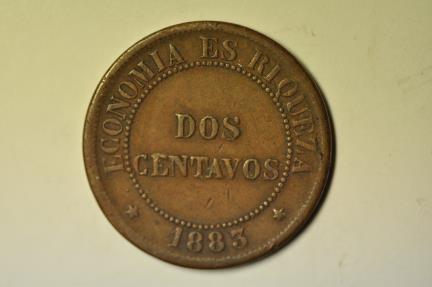 Chile; Dos (2) Centavos 1883 | South American Coins