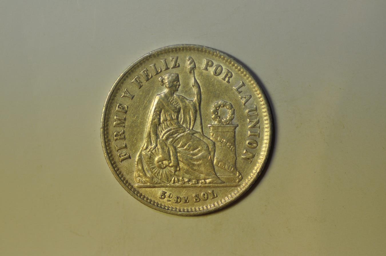 Peru; 1/5 Sol 1866 YB | South American Coins