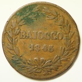 Italy - Papal States Baiocco 1845 R ANNO XV | European Coins